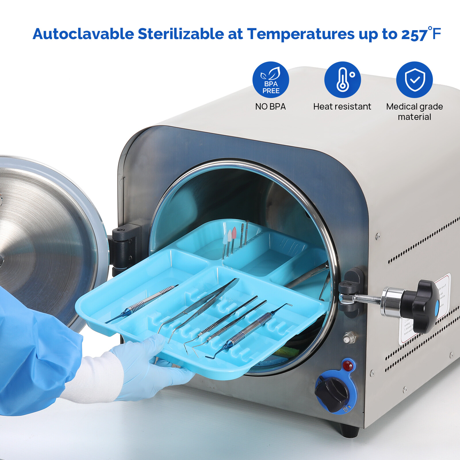 JMU Dental Divided Tray Autoclave Instrument Set Up Trays Plastic 13.38 ...