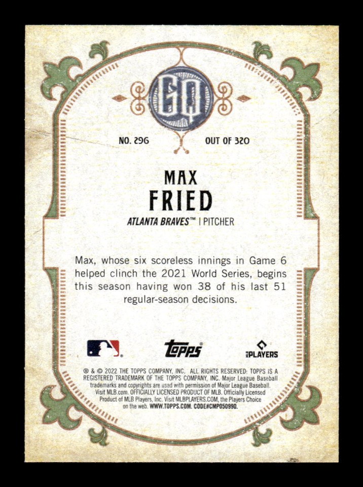 2022 Topps Gypsy Queen Max Fried #296 | eBay