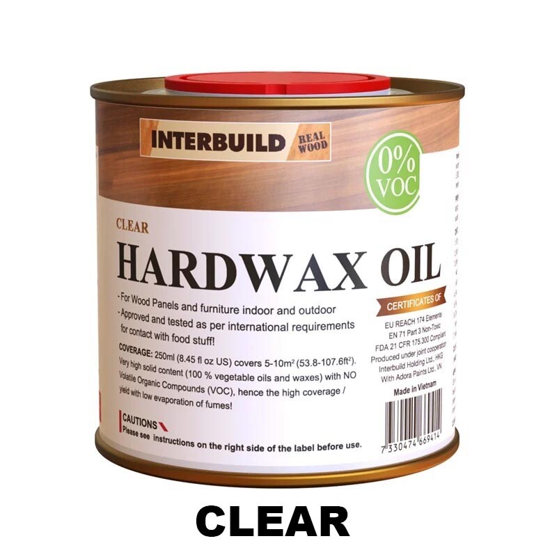 Interbuild Hardwax Wood Timber Stain Oil 250ml Food Safe Finish 10m² ...