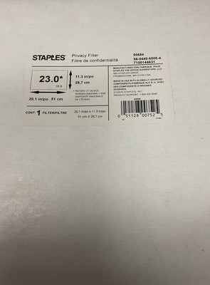 Staples Computer Privacy Screen Filter 23” 16:9 Anti-Glare Anti-Scratch ...