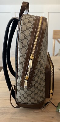 Gucci Backpack With Interlocking G Beige Ebony Brown GG Gucci Backpack With Interlocking G Beige Ebony Brown GG