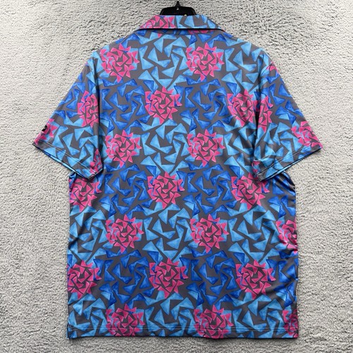 Sunday Swagger Shirt Mens Large Golf Polo Floral Print Colorful Neon ...