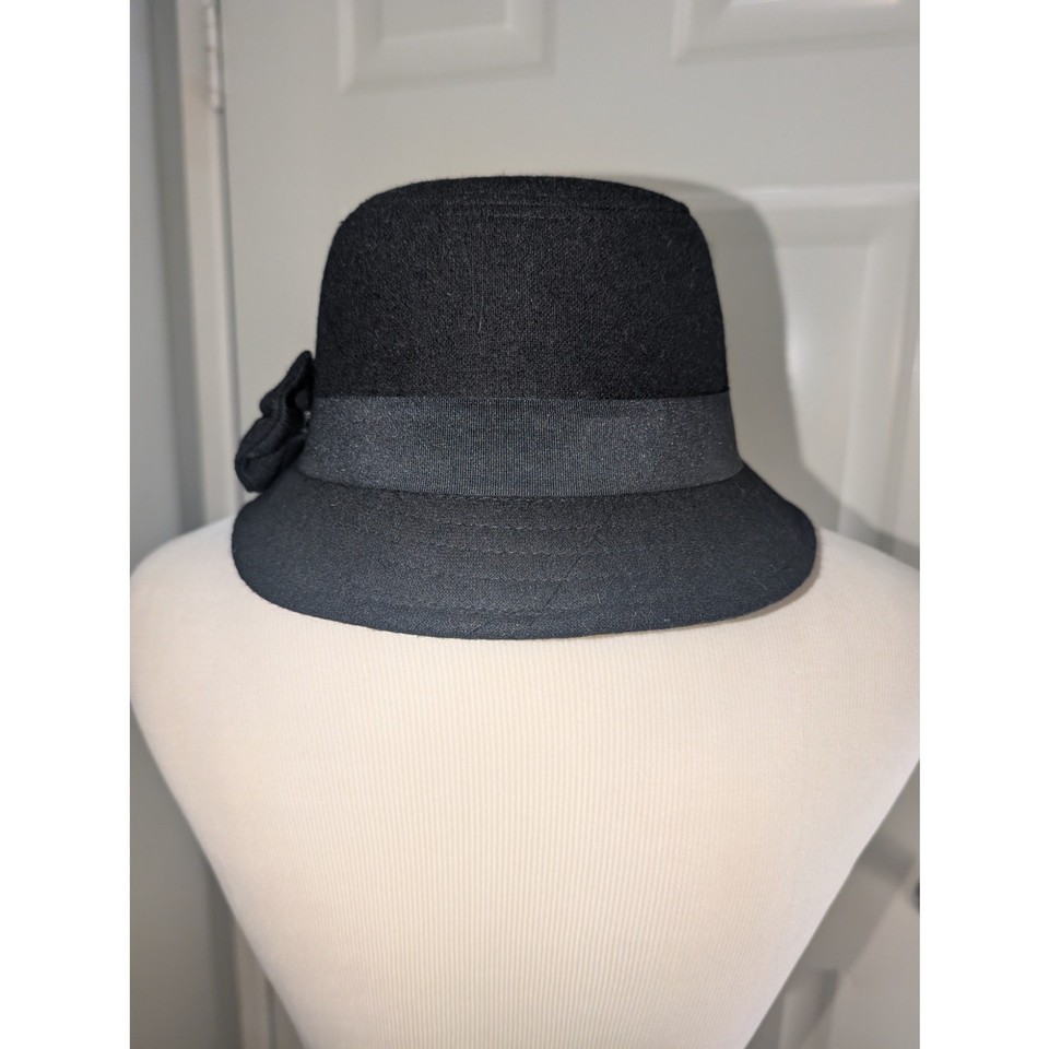 Black Bucket Hat with Bow Ribbon Accent | eBay UK