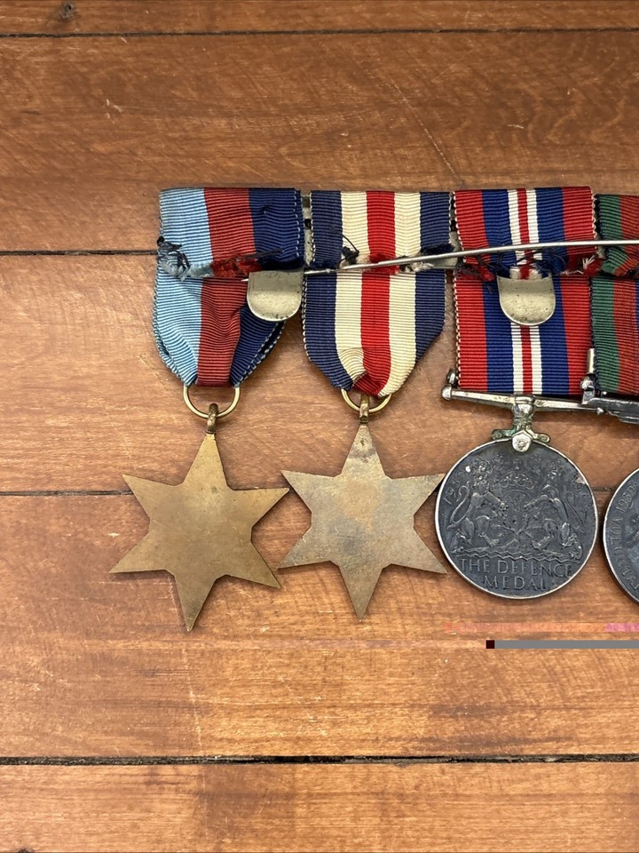 Original WW2 British Long Service Medal Group Ribbons Bar w/WW1 Medal H ...