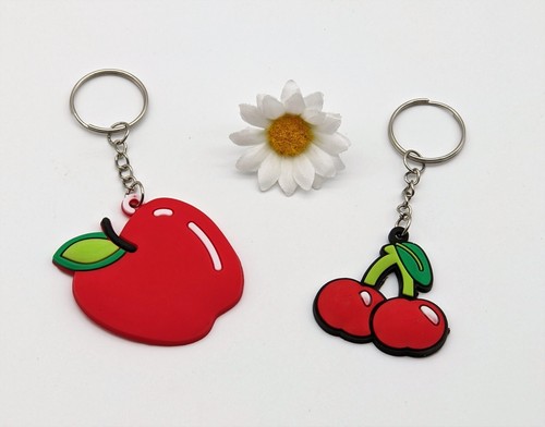 Cute Fun Retro Style CHERRY APPLE Fruity Key Ring / Keychain Mirror ...