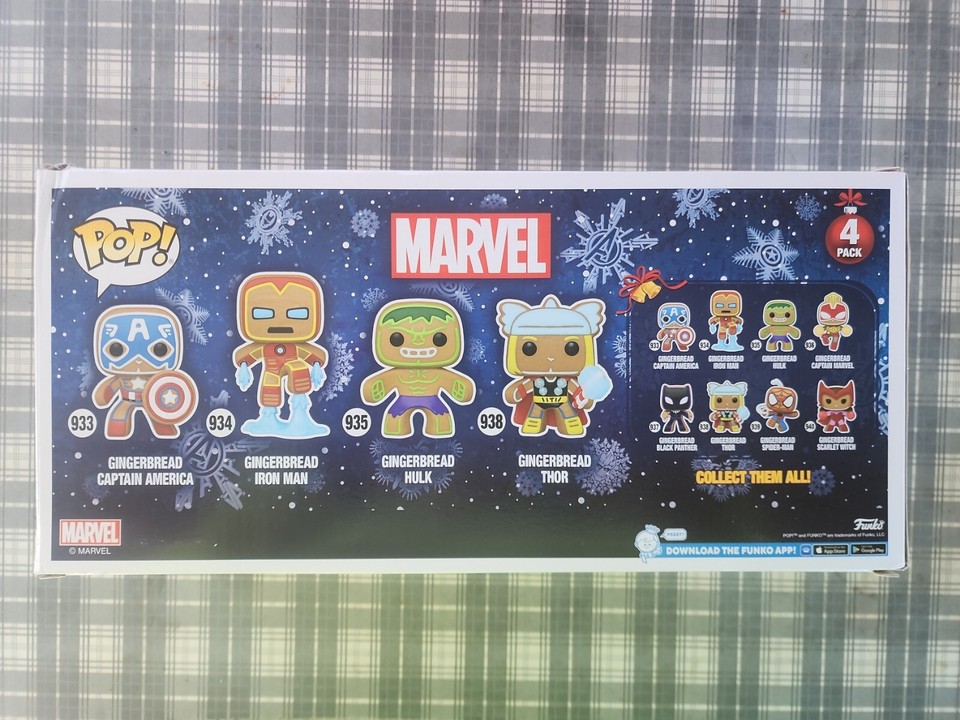 Funko POP! Marvel Gingerbread 4 Pack Captain America Iron Man Hulk Thor ...