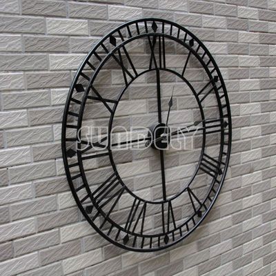 80cm Stunning Extra Large Black Metal Wall Clock Black Skeleton Wall ...