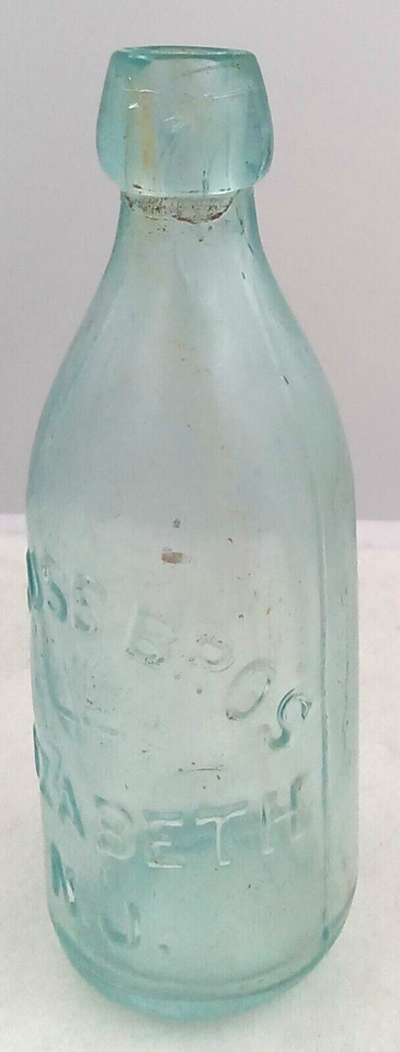 Clauss Bros Glass Bottle Blob Top Soda Blue Green Tint Elizabeth NJ ...
