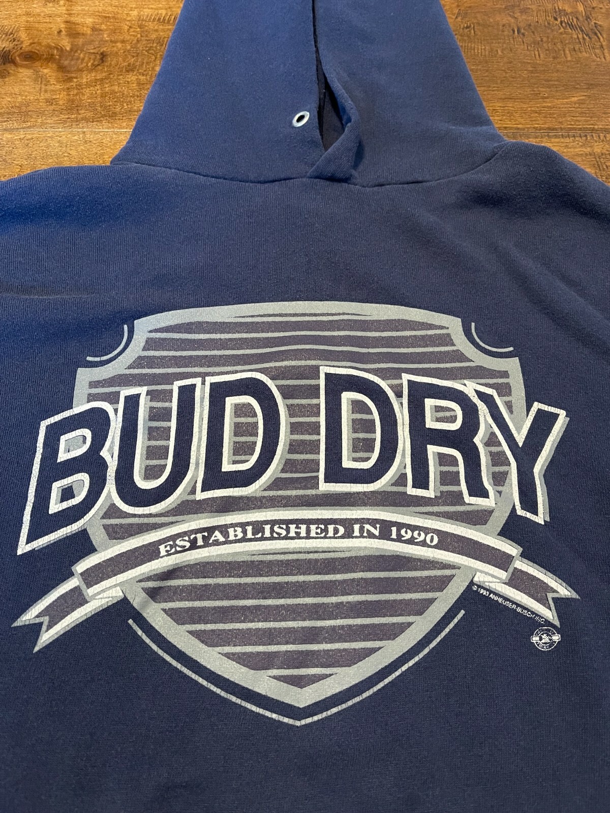 Vintage 1993 Bud Dry Anheuser Busch Beer Navy Hoodie … - Gem