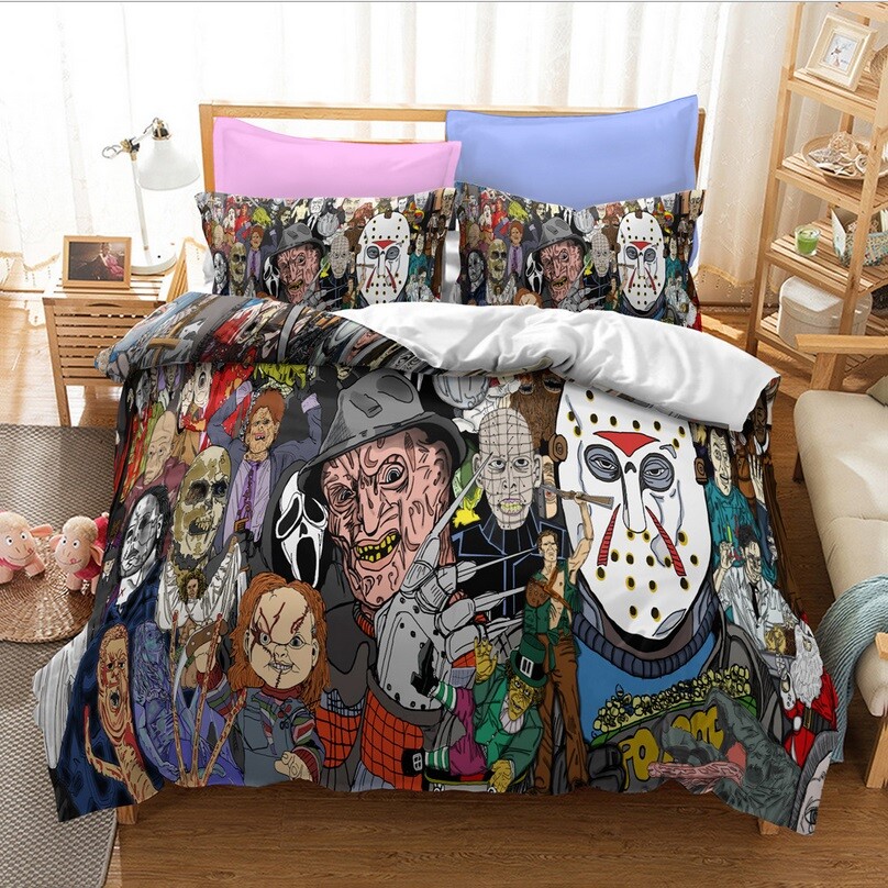 Horror Characters Quilt Duvet Doona Cover Pillowcase Bedding Set Single ...