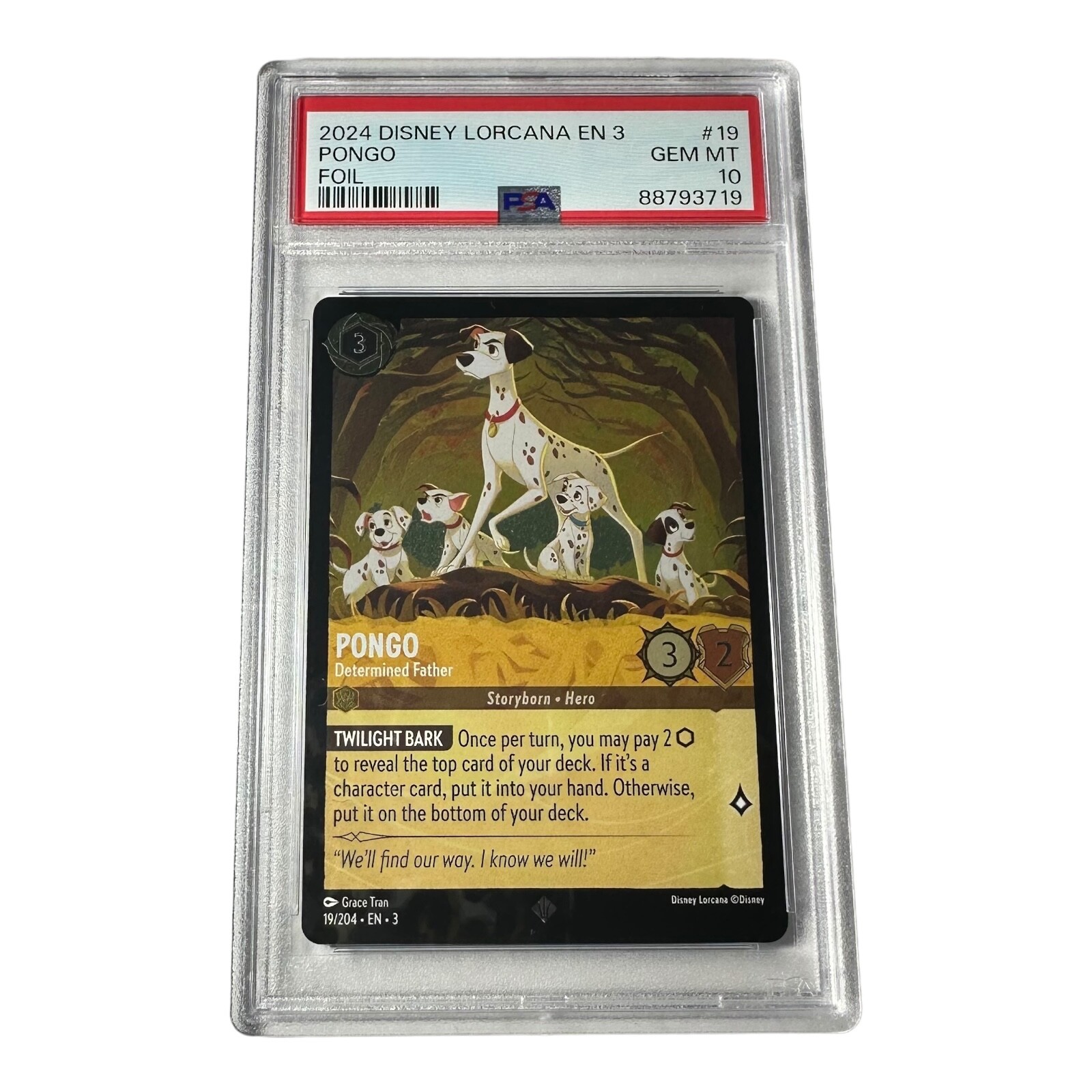 2024 Disney Lorcana EN 3 Foil Pongo Determined Father #19 PSA 10 Gem ...