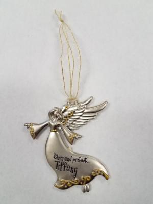 Spoontiques Pewter Angel Ornament - Imprinted "Bless and Protect ...