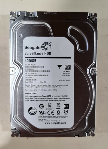 Seagate Surveillance ST4000VX000 4TB 5900RPM 64MB Cache 1F4168-500 3.5 ...