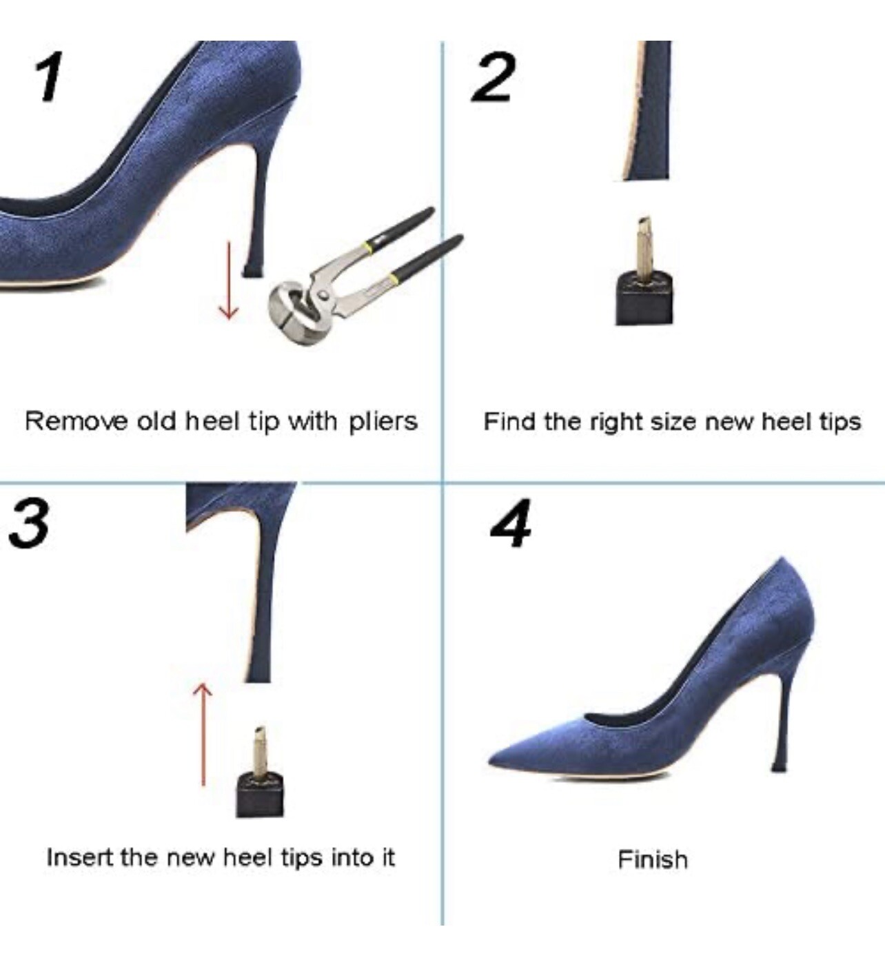 24 Pairs High Heel Tips Shoes Replacement Tap Caps,6 Size,8,/9/10/11/12 ...