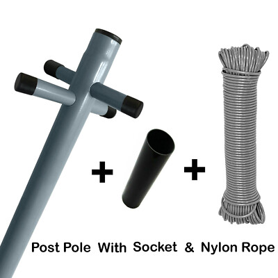 Heavy Duty 2.4m Galvanized Steel Clothes Washing Line Post Support Pole ...