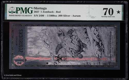 2027 Zombucks Mortuga 1/1000 oz Silver Back Foil Note PMG 70 Zombuck ...