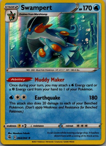 Swampert Holo Rare SWSH08: Fusion Strike 064/264 NM | eBay