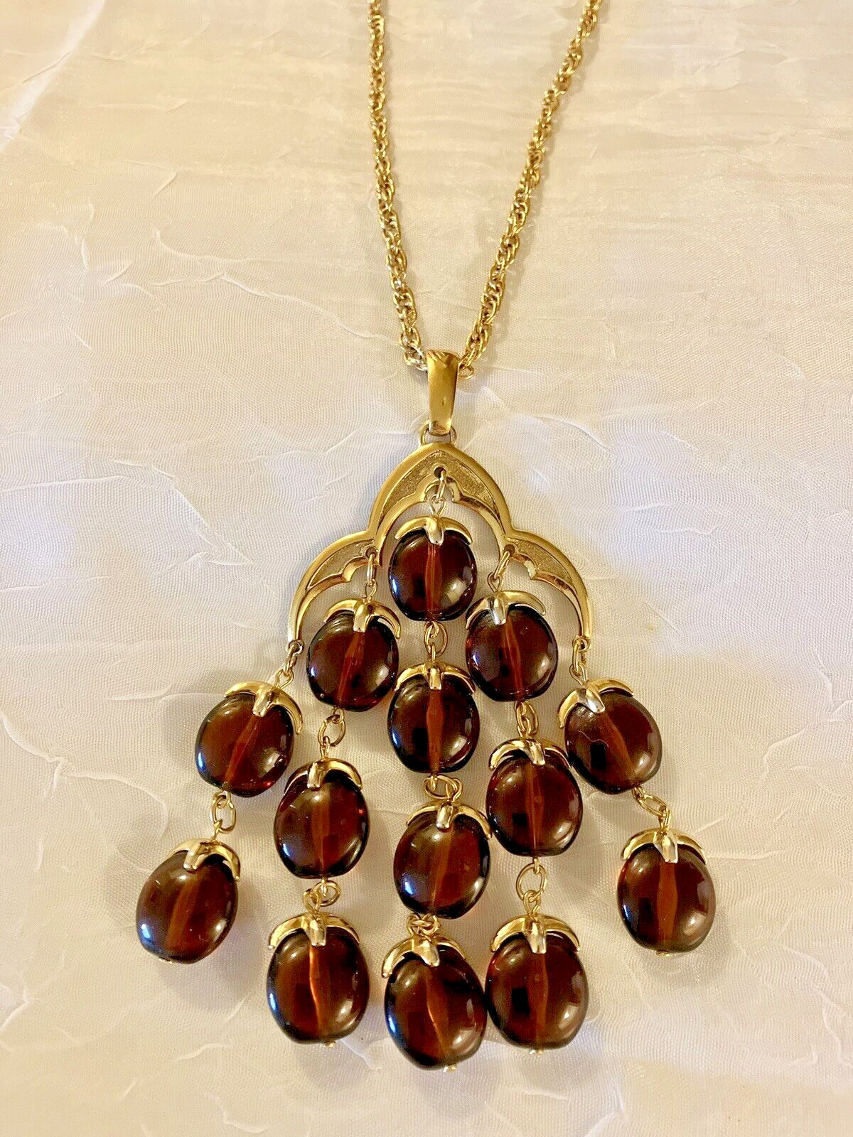 Vintage Crown Trifari Waterfall Necklace ~ Root Beer … - Gem