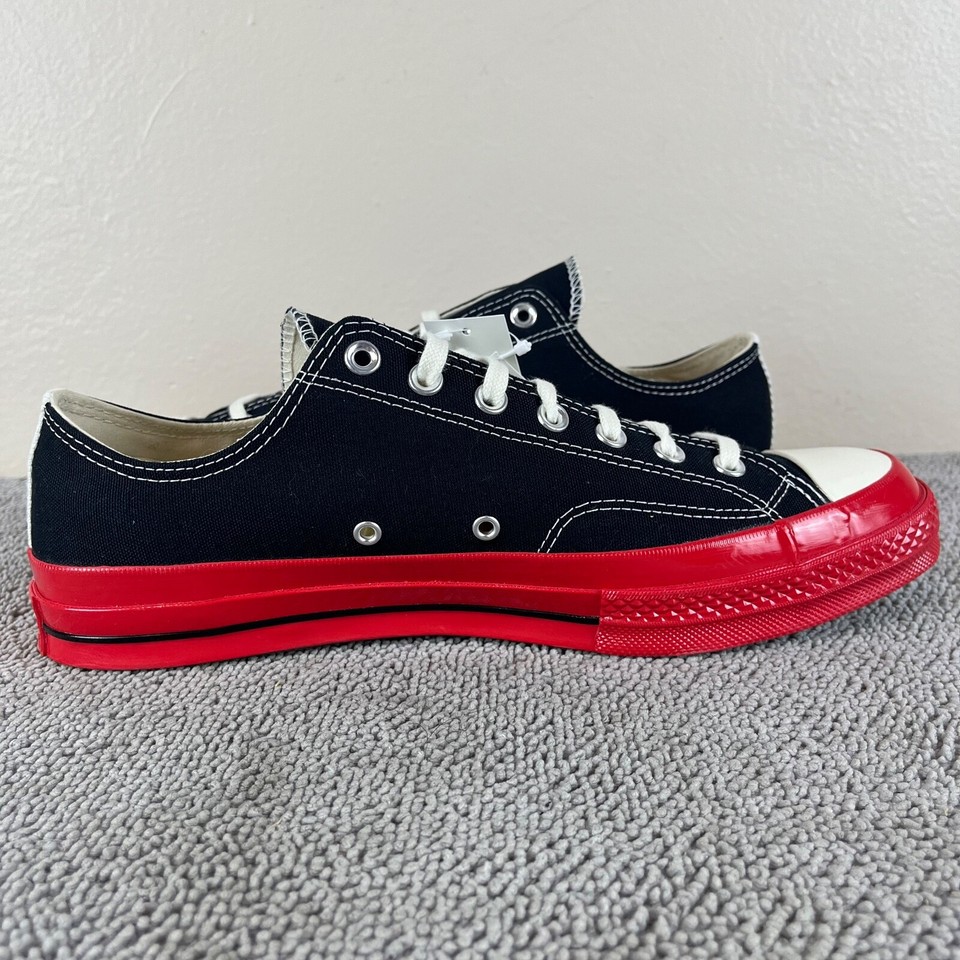 Converse Chuck 70 Low Play Comme Des Garcons Black Red Shoes Men's Size ...