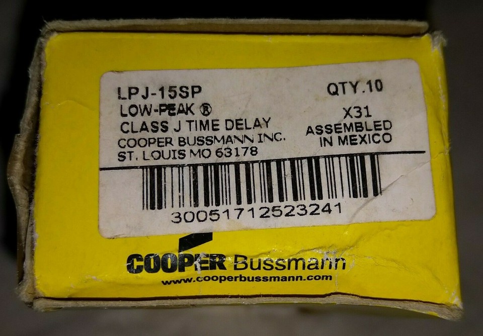 BUSSMANN LPJ-15SP Low-Peak Dual Element Time Delay Class J Fuse (10 Pcs ...