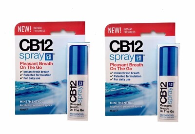 2 x CB12 Oral Spray Instant Freshness NEW Fresh breath spray 15ml ...