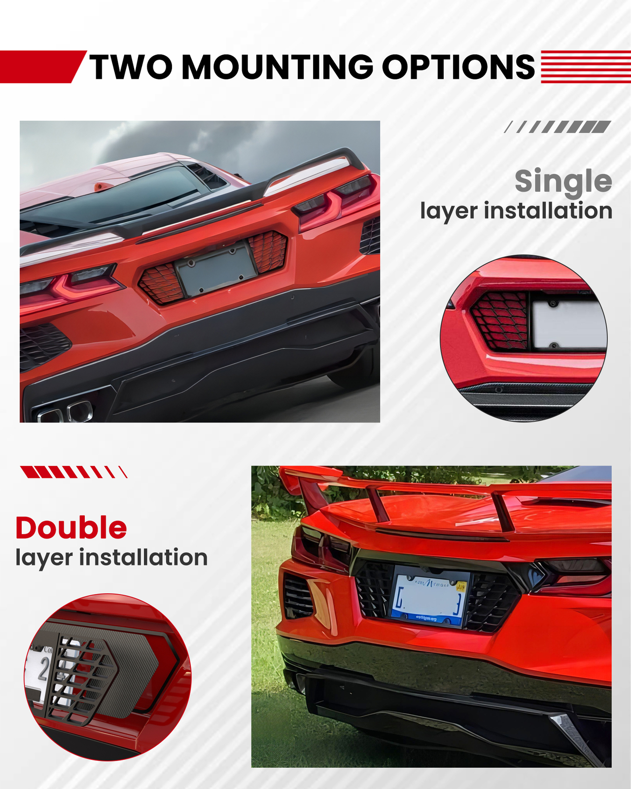 Rear Number License Plate Frame for C8 Corvette Carbon Fiber Flash 2020 ...