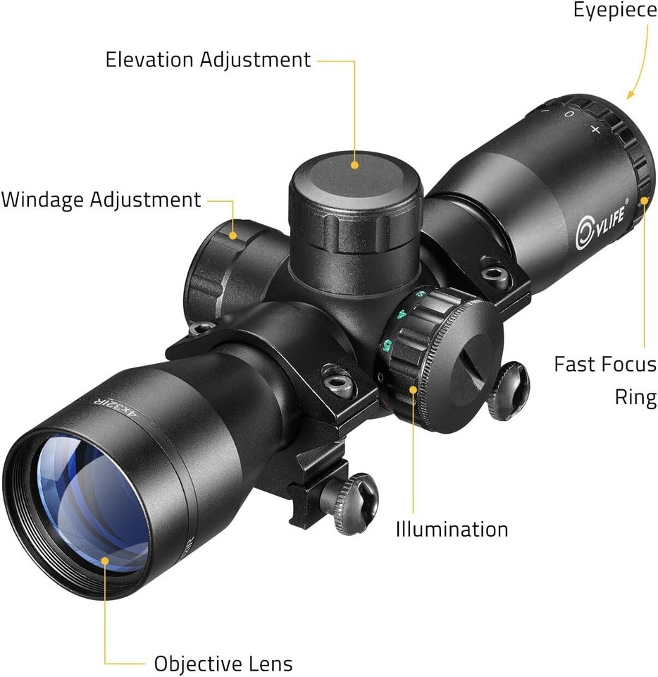 Crossbow Scope, Red Green Illuminated Compact Crossbow Scopes for ...