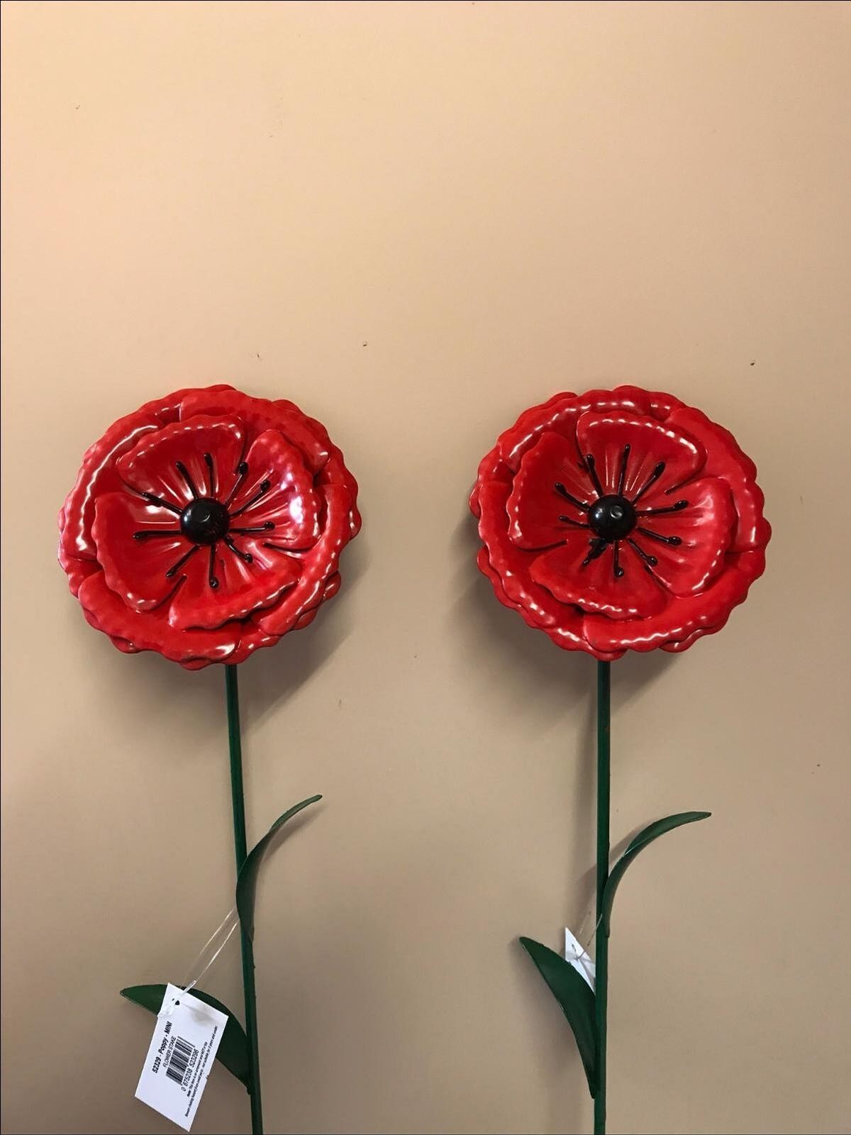 Fountasia Hand Crafted Set of 2 Small Metal Poppies Flowers Garden ...
