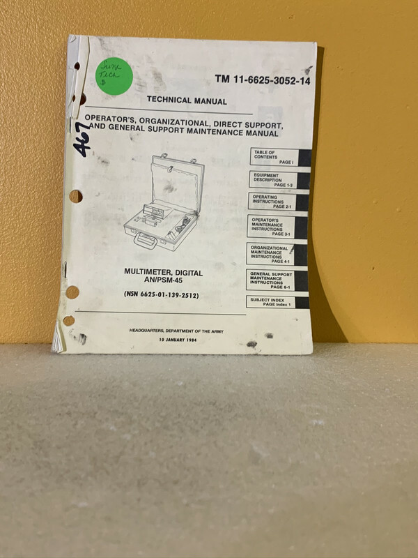 US Army TM 11-6625-3052-14 Multimeter, Digital AN/PSM-45 Technical ...