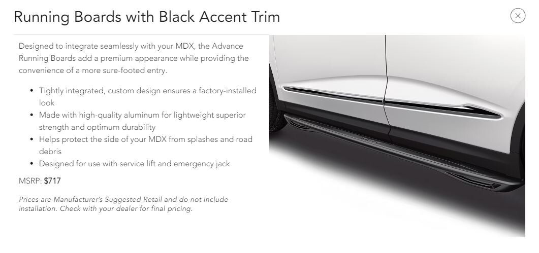 ACURA MDX 2022-2024 RUNNING BOARDS WITH BLACK ACCENT GENUINE OEM# 08L33 ...