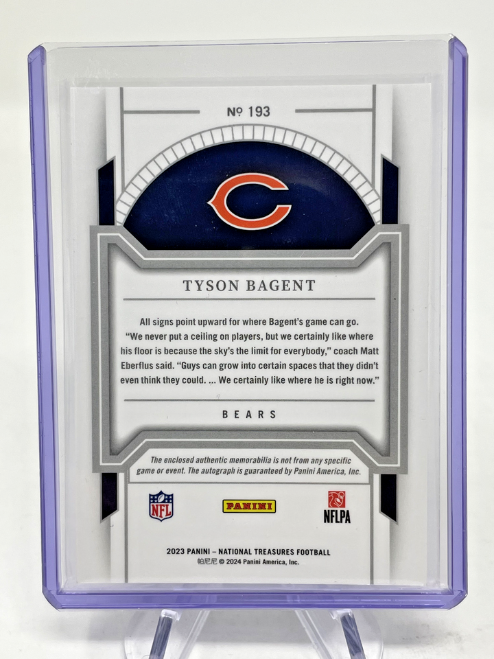 2023 National Treasures Tyson Bagent Rookie RC Patch On Card Autograph ...