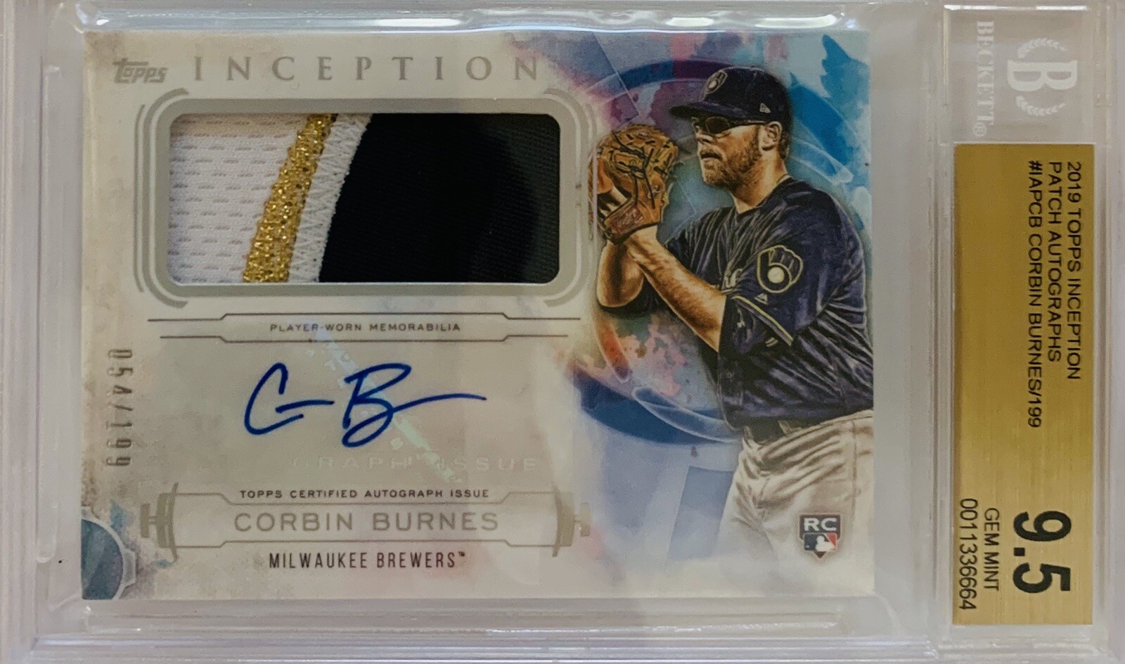 2019 Topps Inception Corbin Burnes RC Auto Memorabilia Patch #54/199 ...