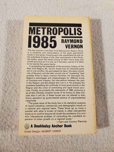 Vintage 1963 Metropolis 1985 by Raymond Vernon ~ Uncracked Spine ...