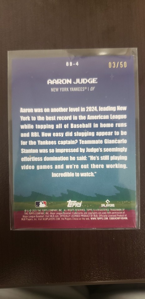 2025 Topps Aaron Judge Gold Parallel 03/50 8-Bit Ballers #8B-4 New York ...