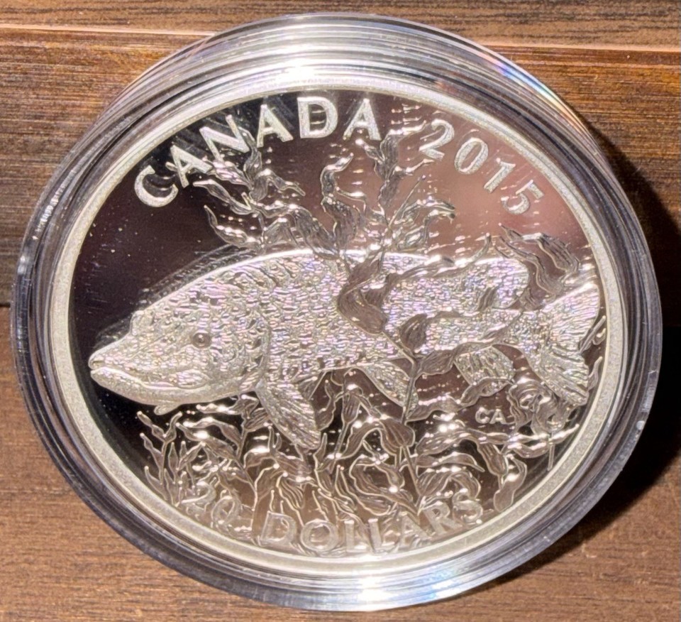 2015 1OZ 99.99% Fine Silver North American Sportfish Northern Pike Coin ...