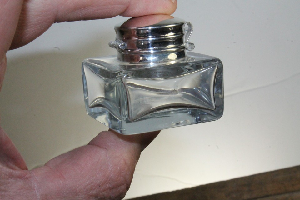 Vintage Antique Style Square Clear Glass Inkwell Bottle ink | eBay