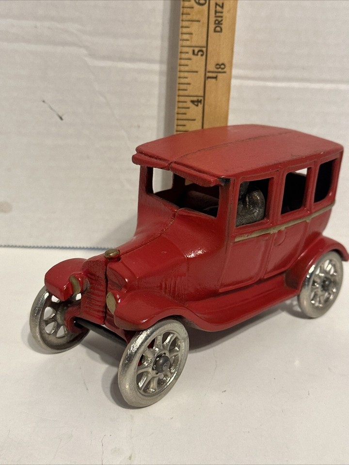 Vintage Red Model T Touring Car With Driver Inside Spoke Wheels | eBay