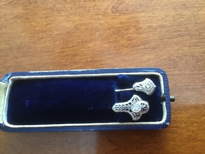 ANTIQUE PLATINUM OLD CUT LARGE DIAMOND CROSS STICKPIN IN ORIGINAL BOX ...