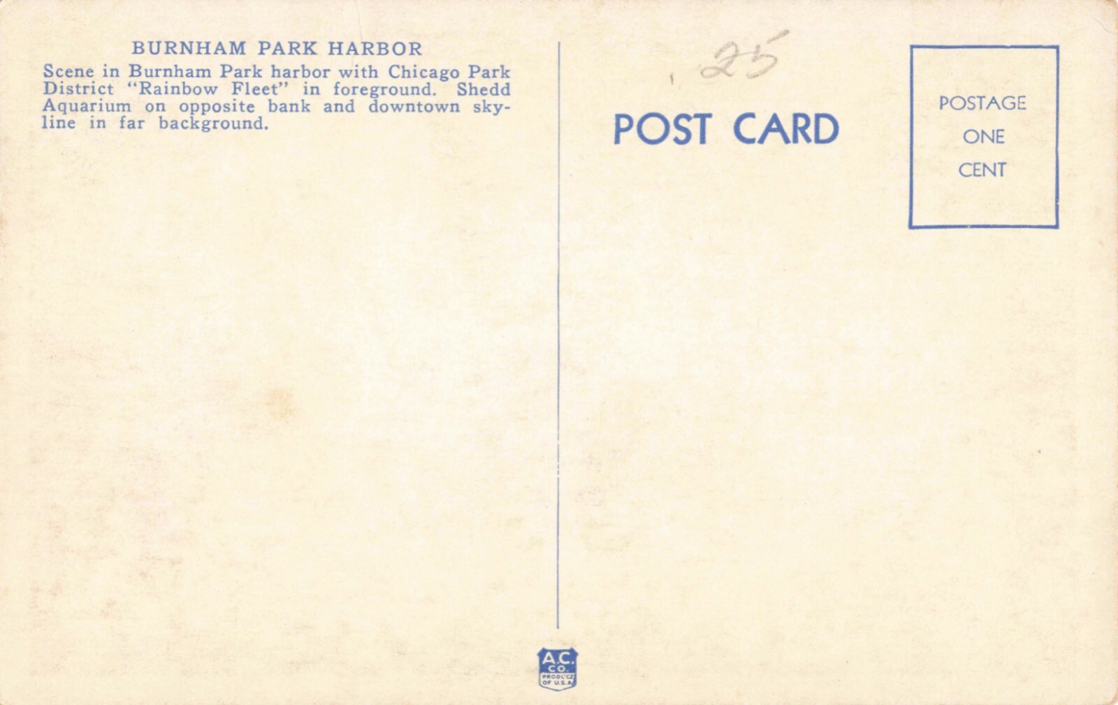 Postcard Burnham Park Harbor Chicago Illinois | eBay
