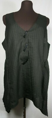 Nomadic Traders Black Tunic Vest Buttons V Neck Asymmetric Hem Pockets ...