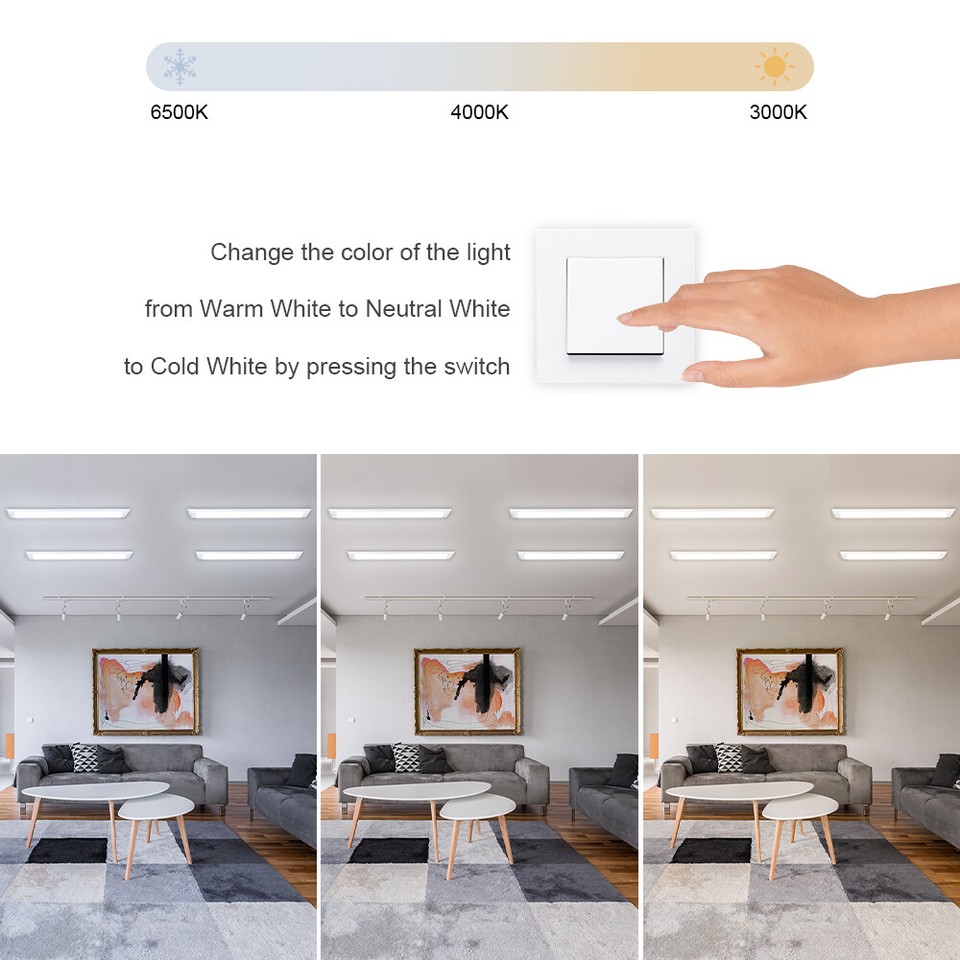 8x4FT 120cm LED Slim Ceiling Batten Tube Light Linear Fluro Fluorescent ...