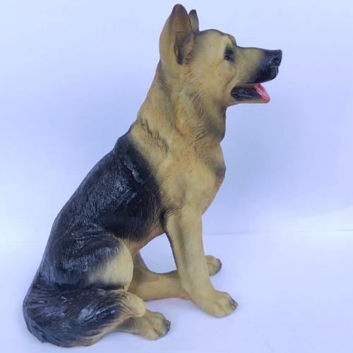 Realistic German Shepherd Statue - Resin Sitting Dog Figurine for Home ...