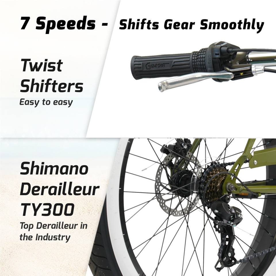 Largo GT 26" Matte Color Fat Tire 7 Speed Beach Cruiser Bicycle High ...