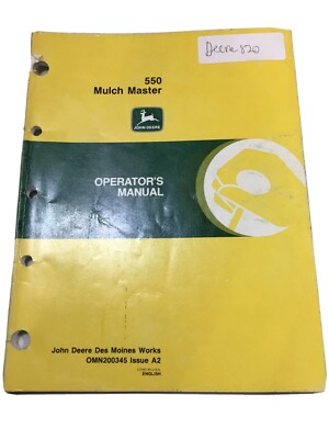 John Deere 550 Mulch Master Operator’s Manual | eBay