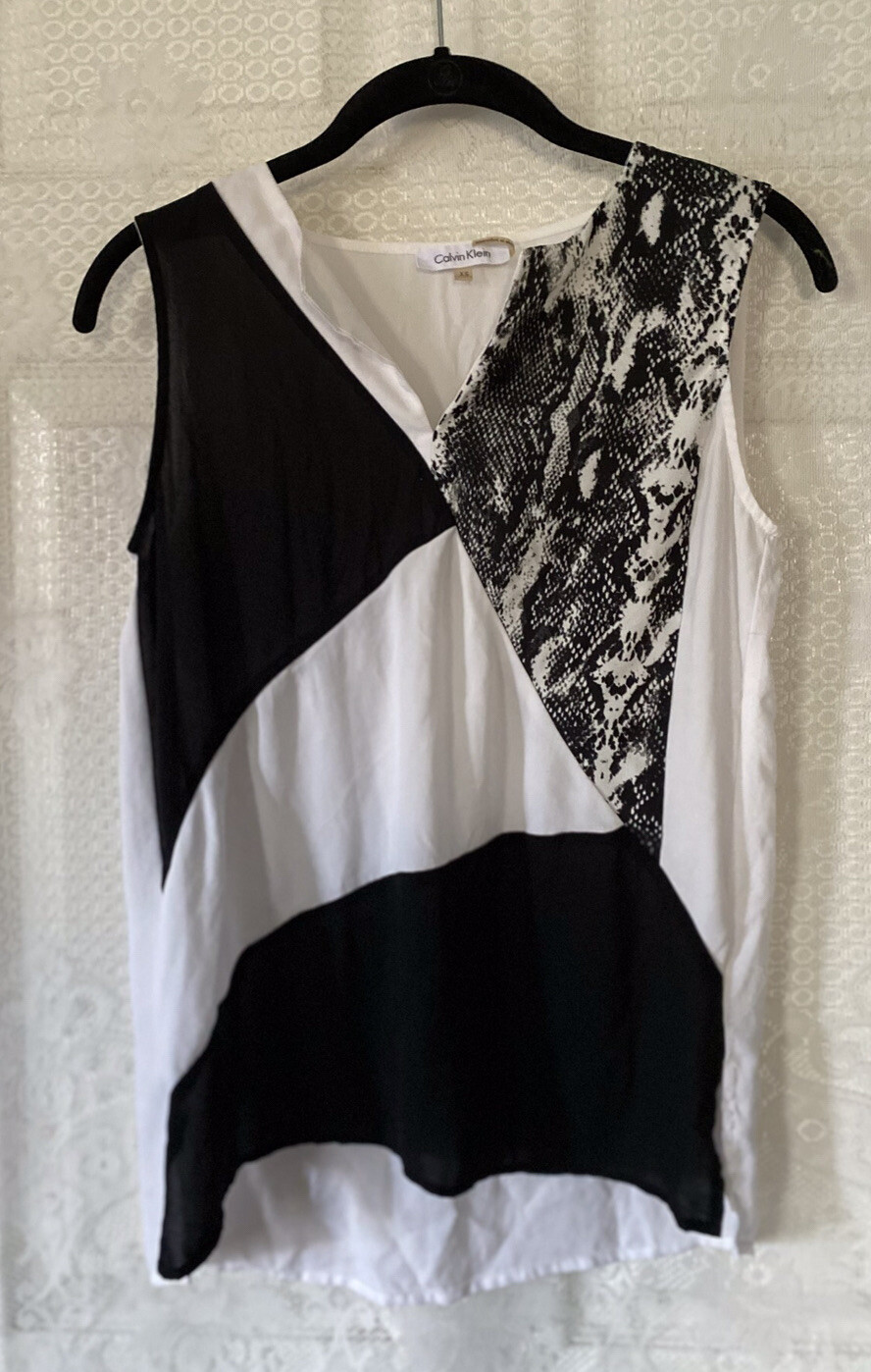 Calvin Klein Black White Colorblock Animal Reptile An… - Gem