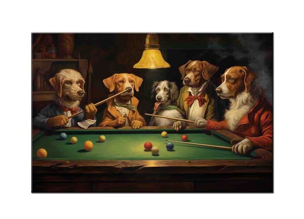 Dogs Playing Pool Backround