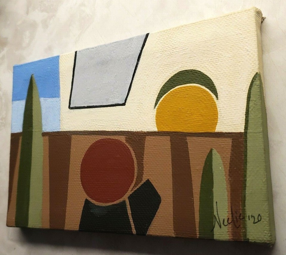 2020 Social Distance Visiting Over the Fence Abstract Acrylic Painting ...
