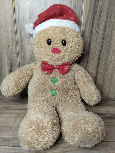 Build A Bear Gingerbread Man Boy Plush Doll Christmas 16” Red Hat Bow ...