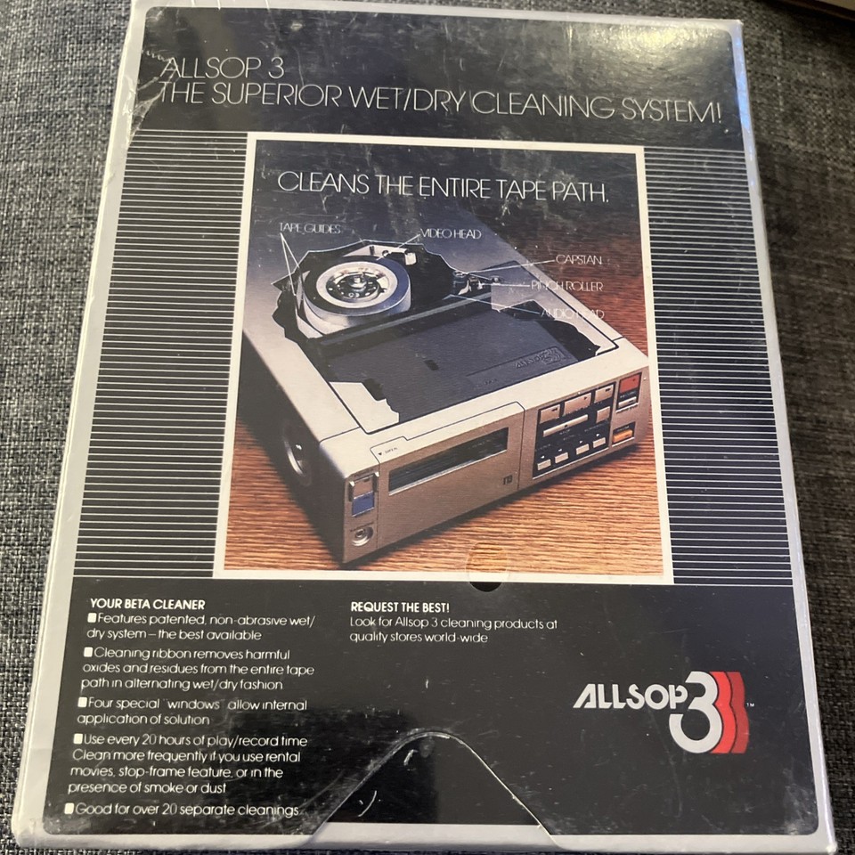 Rare Allsop 3 BETA Video Recorder VCR Superior Wet/Dry Cleaning System ...