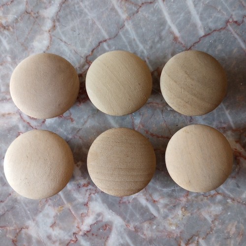 Vintage Wood Knob Drawer Pulls 1.75" Diameter Unfinished Poplar Set Of ...